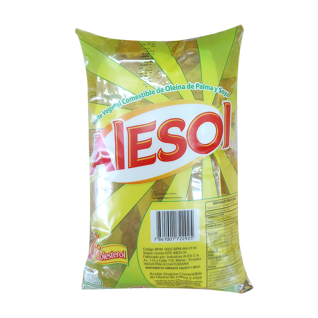ACEITE ALESOL FUNDA 900ML/12 | Almacenes El Ahorro
